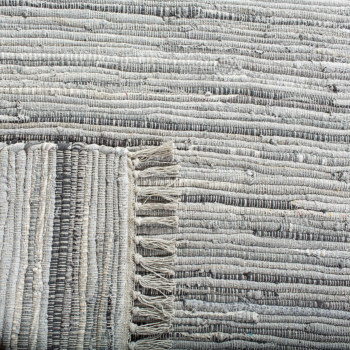 SAFAVIEH Rag Rug Collection Area Rug - 5' x 8', Grey, Handmade Boho Stripe Cotton, Ideal for High Traffic Areas in Living Room, Bedroom (RAR121A)