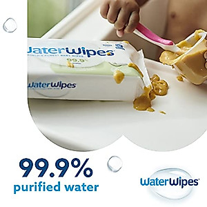 WaterWipes Plastic-Free Textured Clean, Toddler & Baby Wipes, 99.9% Water Based Wipes, Unscented & Hypoallergenic for Sensitive Skin, 240 Count (4 packs), Packaging May Vary