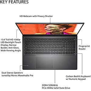 Dell 2022 Newest Inspiron 5515 Laptop, 15.6" Full HD LED Touchscreen, AMD Ryzen 5 5500U, Webcam, Backlit Keyboard, Fingerprint Reader, WiFi, Win 10 Home, Mist Blue (16GB RAM | 512GB PCIe SSD)
