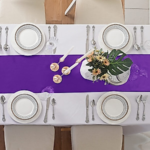 Flohar 12Pack Table Runner 12 x 108 Inches Satin Silk Table Runner for Wedding, Birthday Party, Banquets, Graduations Decoration, fit Rectange and Round Table-Purple