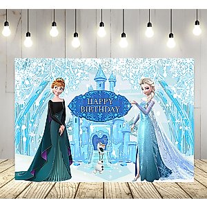 Snow White Backdrop for Birthday Party Supplies Frozen Photo Backgrounds Princess Elsa Anna Theme Baby Shower Banner 59x38in