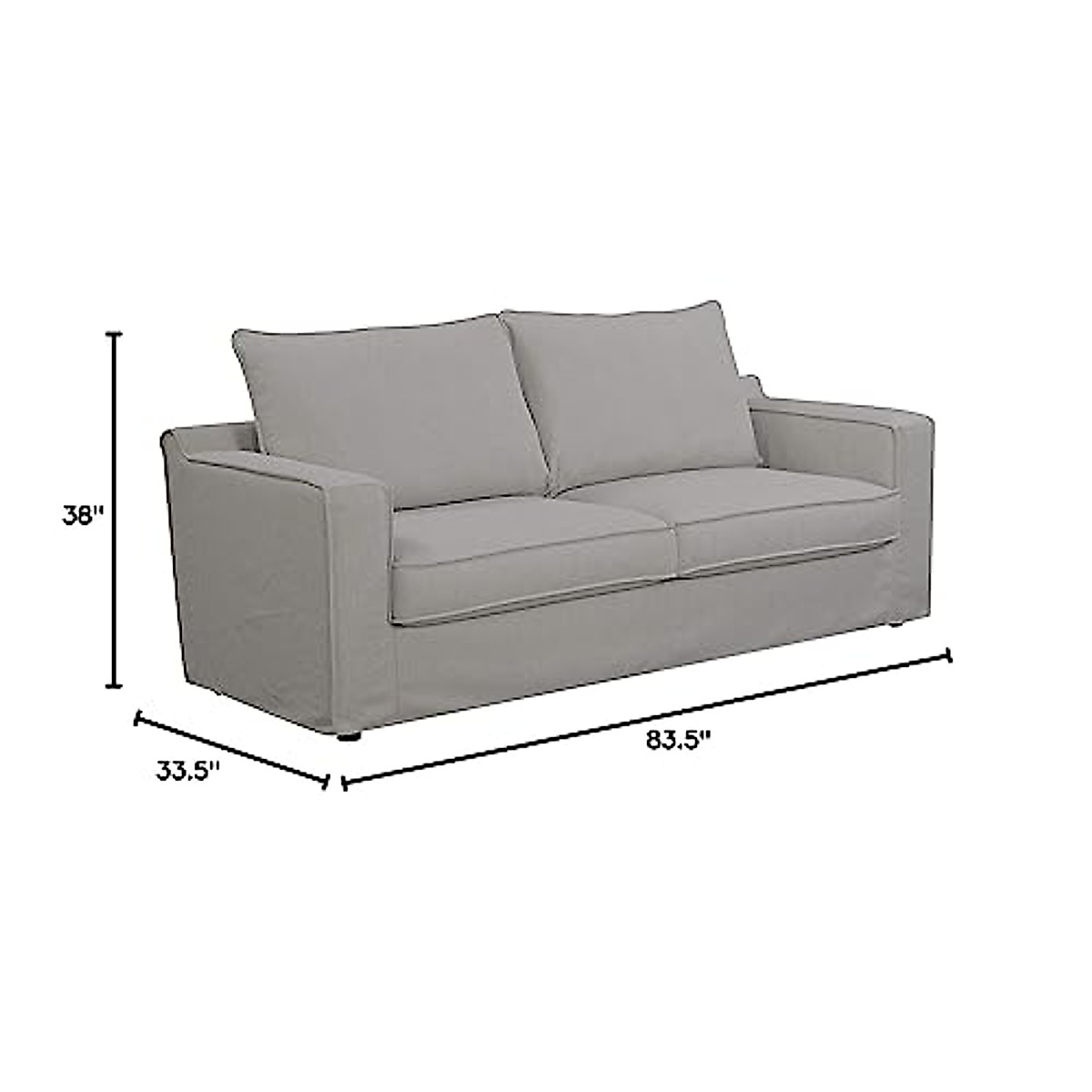 Serta Colton 85" Upholstered Living Room Sofa with Removable Slip Covers, Modern Track Arm Fabric Couch, Soft Comfortable Cushions, Linen Beige