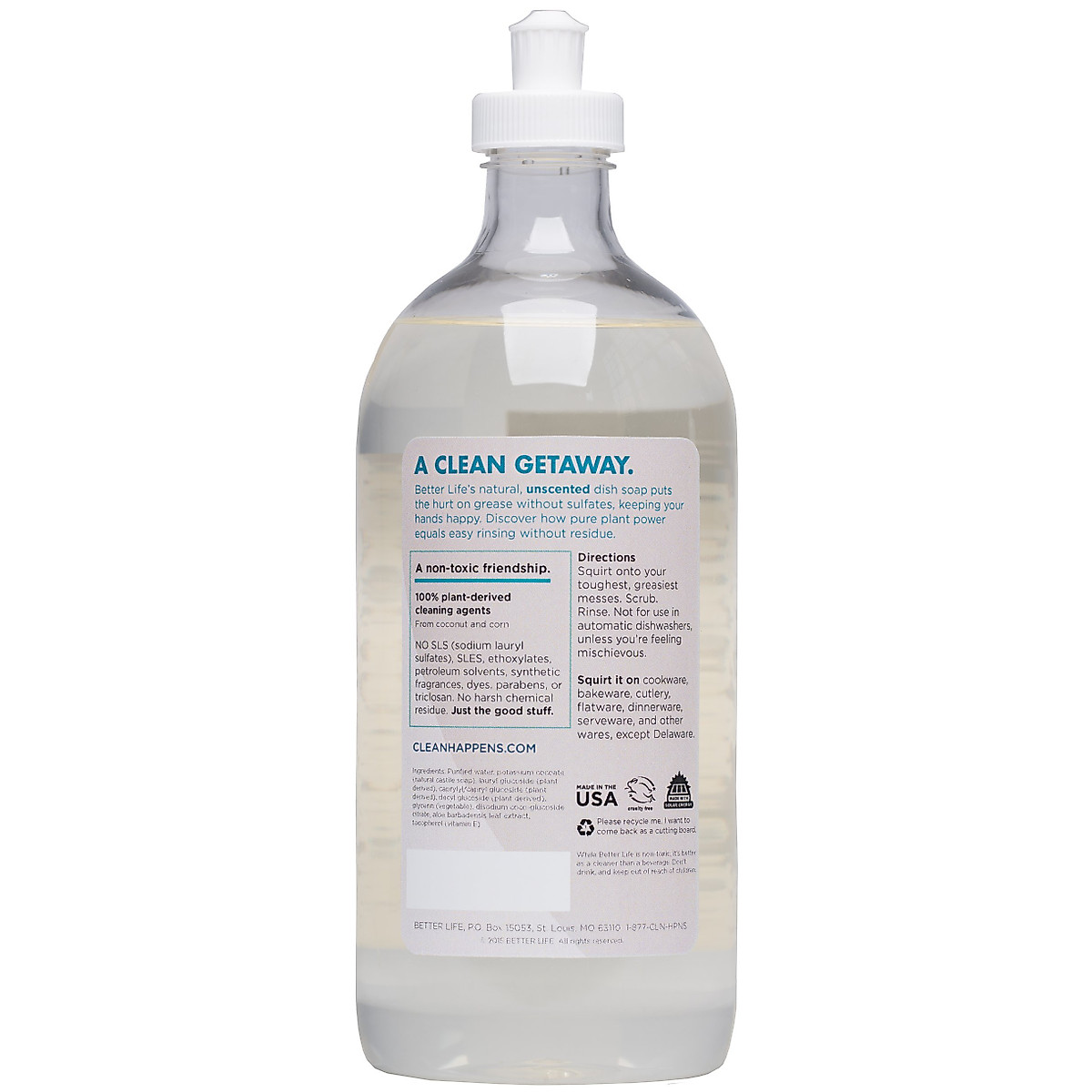 Better Life Dish Soap, Unscented, 22 Ounces