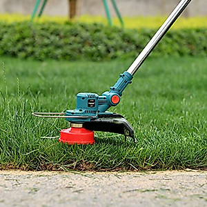 Brushless Weed Wacker 21V Electric Brush Cutter,Battery Powered Weed Eater,Cordless Grass Trimmer Push Edger Lawn Tool with Metal Blades and Shoulder Harness for Home Garden Yard Trimming Edging,Blue