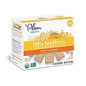 Plum Organics Little Yums, Organic Baby Teething Wafers, Pumpkin Banana, 3.17 Oz, 6 Bars