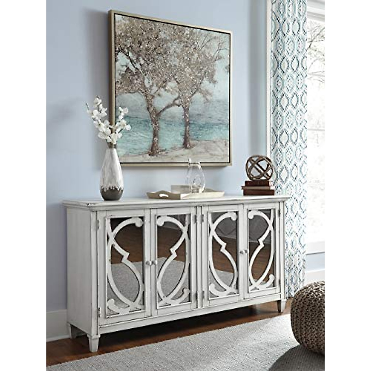 Signature Design by Ashley Mirimyn Vintage Accent Cabinet or TV Stand, Light Gray