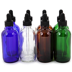 Vivaplex, 8, Assorted Colors, 4 oz Glass Bottles, with Glass Eye Droppers