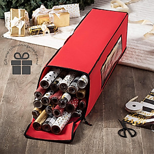 ZOBER Wrapping Paper Storage Containers - 40 Inch Gift Wrapping Organizer Storage - Fits 20 Standard Rolls of Wrapping Paper - Breathable Fabric, Waterproof