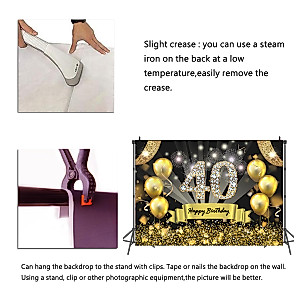 Happy 40th Birthday Backdrop Banner ,40 Years Old Birthday Decorations Party Supplies Black and Gold Party Decorations for Women Men Cake Table Decor Banner Photo Booth Props 71×45inch- Black Gold