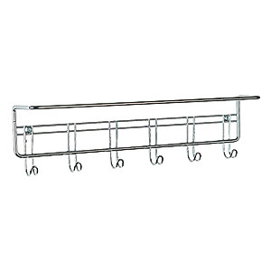 Silver Chrome Steel 6-Hook Towel Rack Stainless
