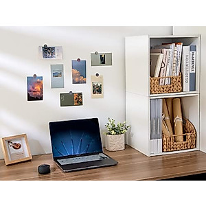 StorageWorks Set of 4 Round Paper Rope Storage Baskets, Rectangular Wicker Baskets with Built-in Handles