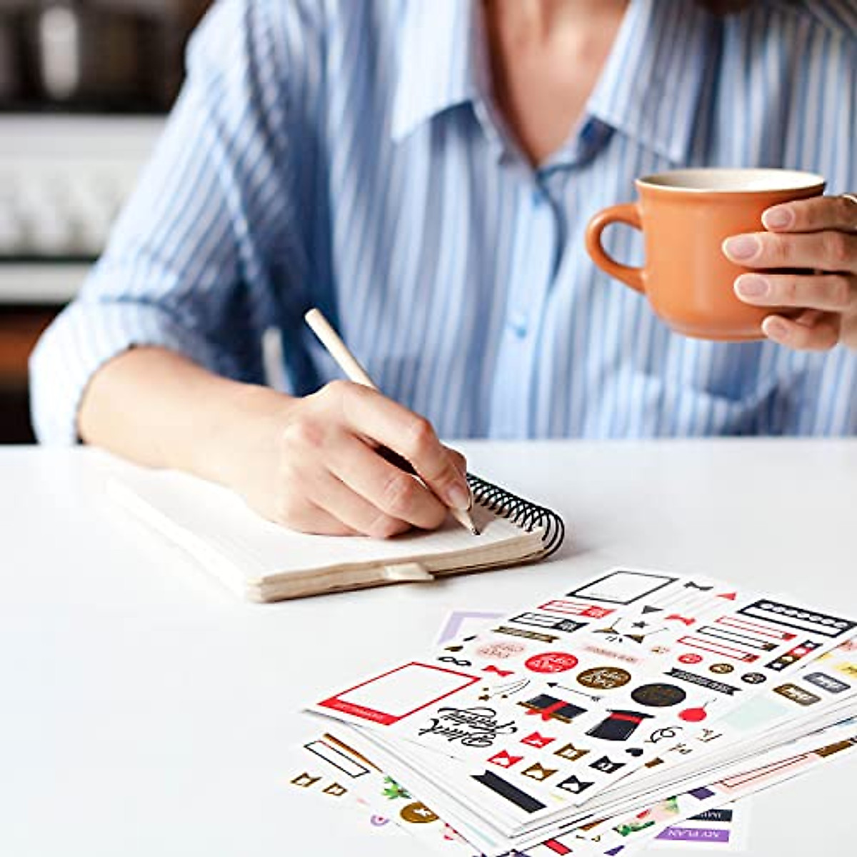 Gold Foil Planner Stickers, 27 Sheets/1230+ Stickers - Seasonal, Inspirational, Motivational, Holiday, Decorative Stickers for Planner Organizer Journal Calendars -Cute Aesthetic Stickers (Upgrade)