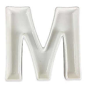 Just Artifacts 5.5-Inch White Decorative Ceramic Letter Dish (Letter: M, Length: 5.5 Inches)