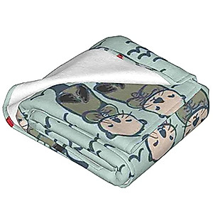 Premium Sea Otters Throw Blankets for Boys Girls,Cute Funny Sea Otter Couple on Blue Blankets for Couch Bed Sofa,Luxury Fuzzy Plush Fluffy Soft Fleece Blankets and Throws for Adults Kids,50"X40"