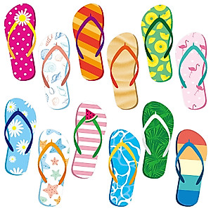 12 Pcs Flip Flop Cruise Door Magnets Hawaii Sea Car Magnet Stickers Ocean Beach Cruise Ship Door Decorations Fridge Door Magnets Decor for DIY Summer Carnival Cruise Refrigerator Door, Large Size