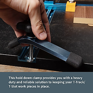 POWERTEC 71168-P2 T-Track Hold Down Clamp, 5-1/2” L x 1-1/8” W, 4 Pack, T Track Clamps for Woodworking