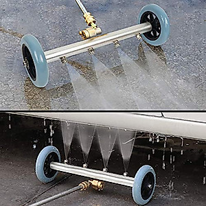 Hourleey 2-in-1 Undercarriage Pressure Washer Cleaner, Power Washer Surface Cleaner, 4000 PSI Dual-Function Undercarriage Water Car Broom Attachment with 16 Inch 2 Pack Extension Wand (Silver)