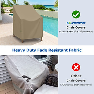 SunPatio Outdoor Dining Chair Covers Waterproof, Heavy Duty Patio Chair Covers for Outdoor Furniture, Fade Resistant Lawn Furniture Covers, All Weather Protection, 2Pack - 27" W x 29" D x 35" H, Taupe