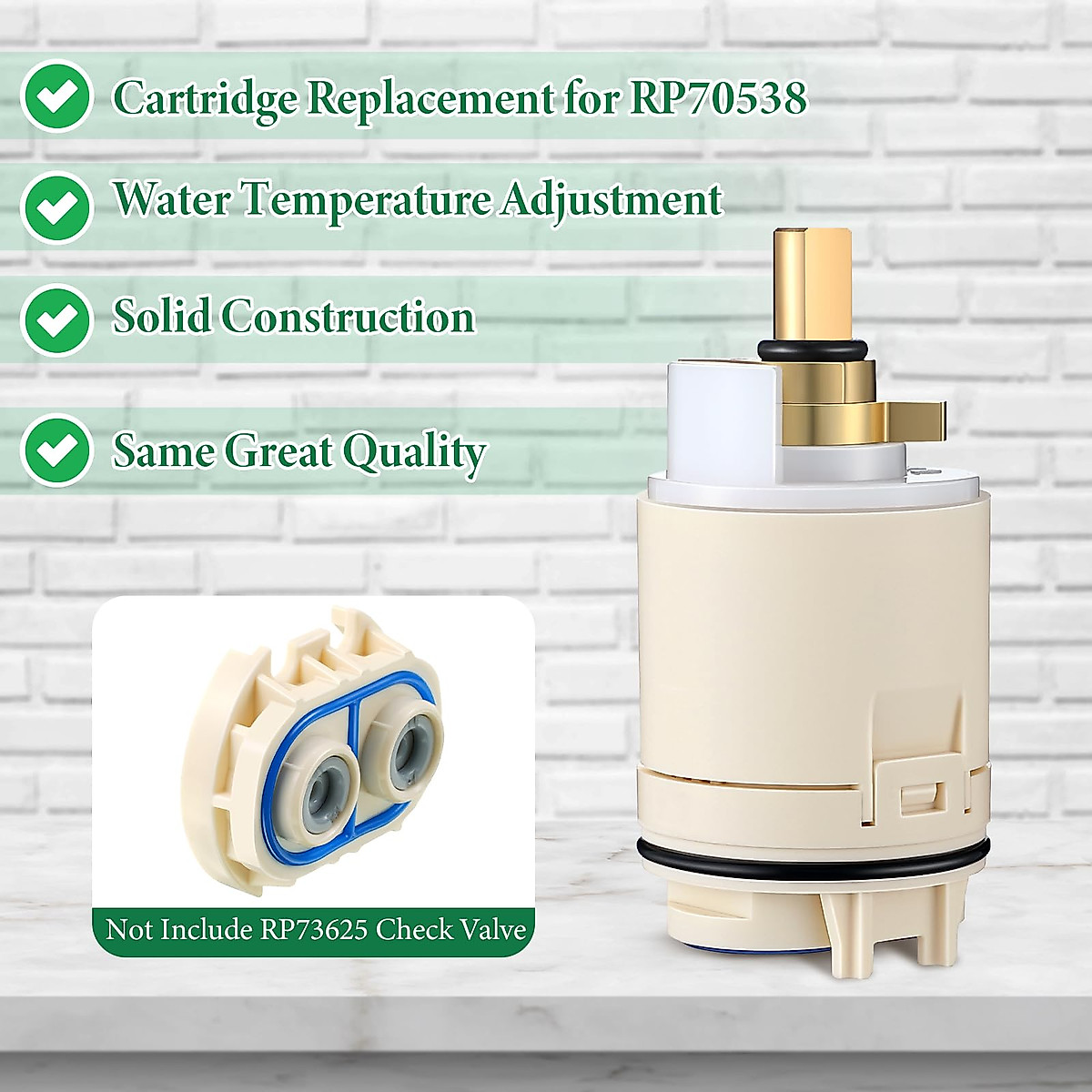 Enhon Single Function Pressure Balance Cartridge Replacement for RP70538, Shower Cartridge Compatible with Peerless and Delta Single Handle Tub and Shower Faucet (Check Valve Not Included)