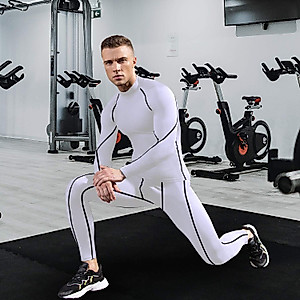 WRAGCFM Men's Compression Shirts Long Sleeve Athletic Running Cool Dry Active Tops Workout Sports Gym Baselayer（White，S）