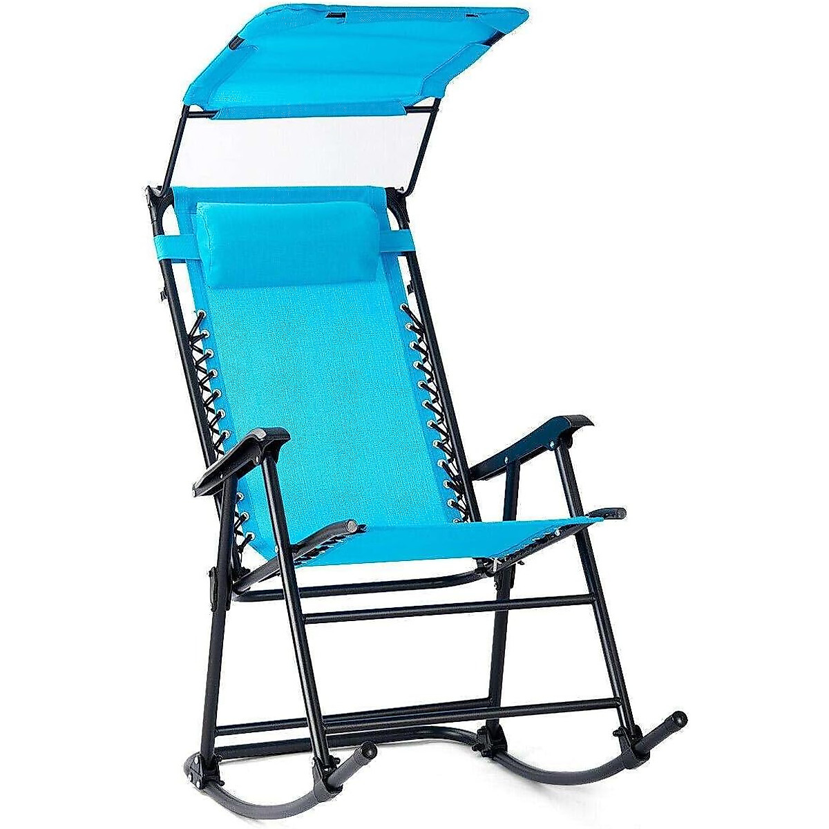 LHJA Folding Rocking Chair Rocker Porch Zero Gravity Furniture W/Canopy Light Blue Chair Rocking Chair Rocker Chair Rocker Camp Chair Rocker Recliner Rocking Camp Chair Rocking Chairs