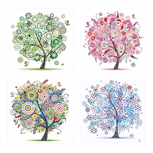 NEILDEN New 4Pack 5D Diamond Painting Kit, DIY Diamond Number Rhinestone Painting Kits for Adults and Children Embroidery Diamond Arts Craft Home Decor 11.811.8inch