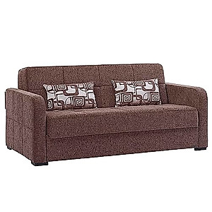 Sweethome Stores 72" Pull Bed with Storage, Firm, Fabric, 650 lbs Capacity, Sleeper Sofa, Futon for Living Room or Home Office Convertible Couch, Classique Sofabed, Brown