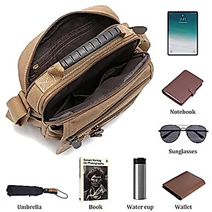 Sunsomen Mens bag Canvas Shoulder Bag Small Messenger Crossbody Bag Work Bag Vintage Multi-function(Army green)