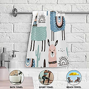 Vdsrup Llama Cactus Hand Towels Chic Cacti Alpaca Towel Set of 2 Animals Small Bath Towels Soft Guest Face Towel Bathroom Decorations Thin Kitchen Tea Dish Towels 14x28 in