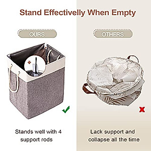 FairyHaus Laundry Basket-2Pack, Freestanding Laundry Hamper with Support Rods & Easy Carry Handles, Fabric Dirty Laundry Hampers Baskets for Clothes Storage Gray 65L