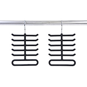 HangerWise 2-Pack Non-Slip Velvet Tie Hanger Organizer Rack | Large Ringed Bottom | Charcoal Grey Brand