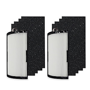 PUREBURG Replacement Filter Set Compatible with Hunter HPF500 Tower Air Purifier, 2-Pack H13 HEPA + 8 Activated Carbon Pre-Filters Air Clean Dust VOCs