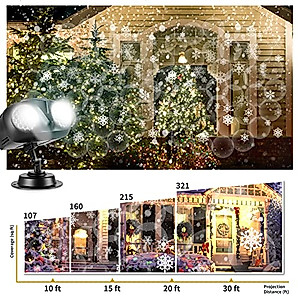 Vivastate Christmas Snowflake Projector Lights with Remote Control, LED Indoor Outdoor Waterproof Snowfall Projection Lamp for Christmas Xmas Holiday Party Home Decoration