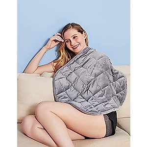 Kivik Weighted Blanket 7 lbs for Adult Travel Size,Small Weighted Body Blanket with Glass Bead Filled,Weighted Lap Blanket Throw for Calming & Relaxing,Household Machine Washable-Grey 29x24 Inches