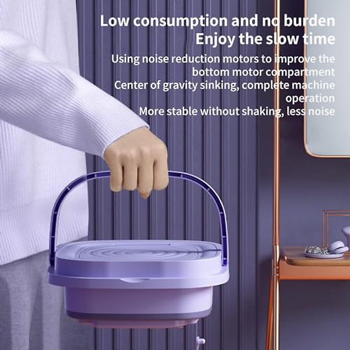 Foldable Washing Machine, 9L High Capacity Mini Washer with 3 Modes Deep Cleaning Half Automatic Washt, Portable Washing Machine with Soft Spin Dry for Socks, Baby Clothes, Towels (Purple)