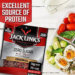 Jack Link's Beef Jerky, Zero Sugar, Paleo Friendly Snack with No Artificial Sweeteners, 13g of Protein and 70 Calories Per Serving, No Sugar Everyday Snack, 2.3 oz