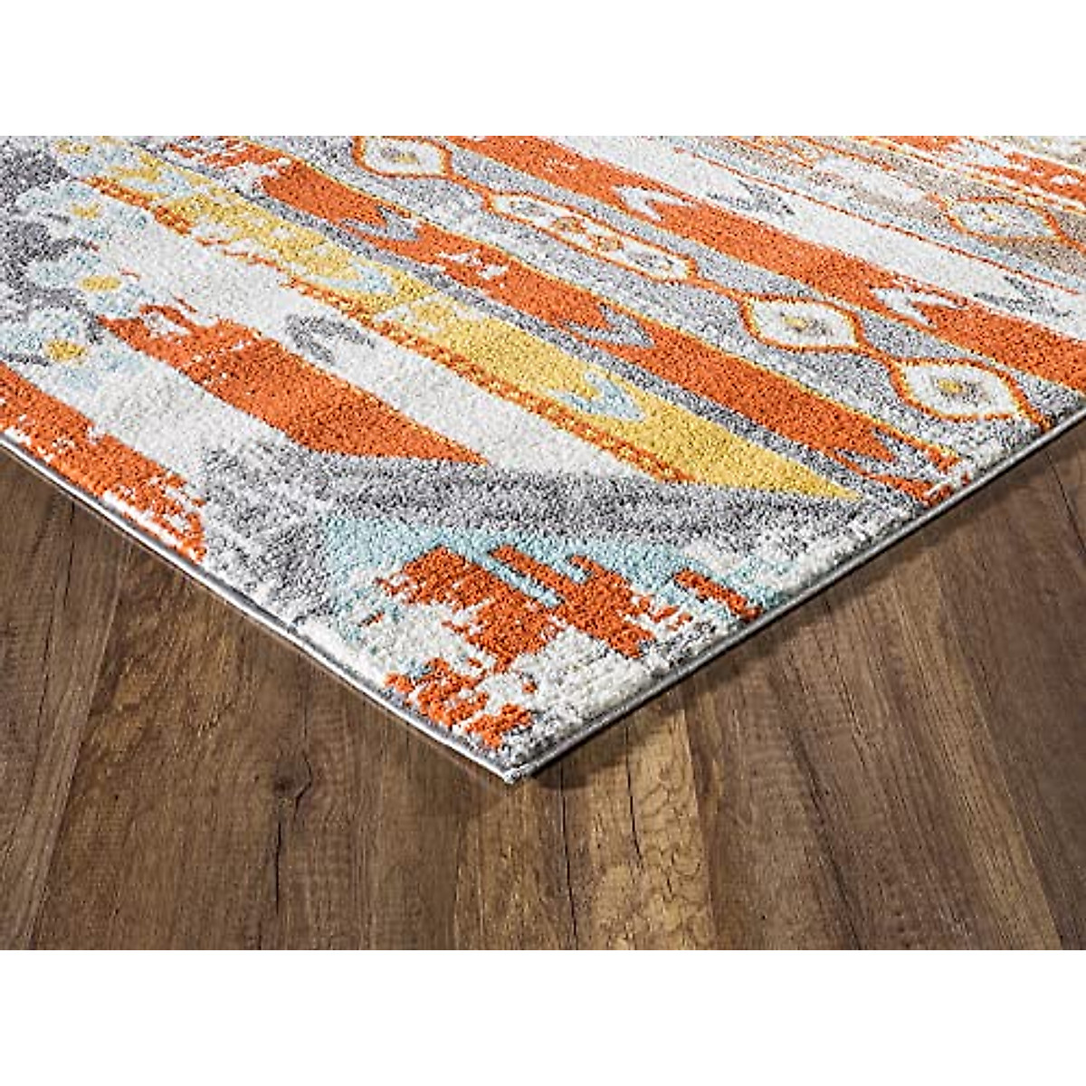L'Baiet Ava Multicolor Orange Yellow Turquoise Boho Tribal Southwestern Indoor 8' x 10' Area Rug