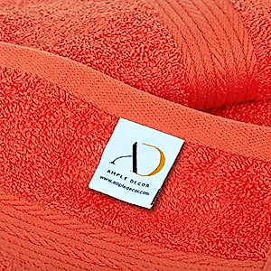 Ample Decor Wash Cloths Pack of 20, Oeko Tex Certified 600 GSM 100% Cotton Soft Absorbent, Premium Quality Durable Machine Washable, Ideal for Bathroom, Pool, Hotel, Spa – Orange