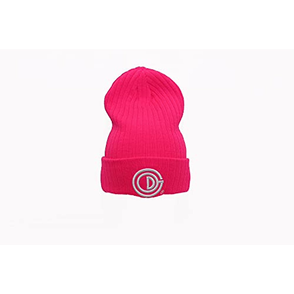 GOD CREATED 3D Logo Rib Knit Beanie (Hot Pink)