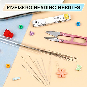 FIVEIZERO 21 Pieces Beading Needles Set, 6 Sizes Seed Beads Needles Big Eye Beading Needles Collapsible Beading Needles Set for Jewelry Making
