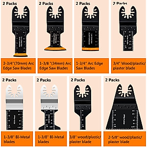 CONNOO 86 Pack Oscillating Saw Blades with Case, Arc Edge Multitool Blades, Oscillating Tool Blade, Bi-Metal for Wood/Metal/Plastic Kits Fit Dewalt Milwaukee Ryobi
