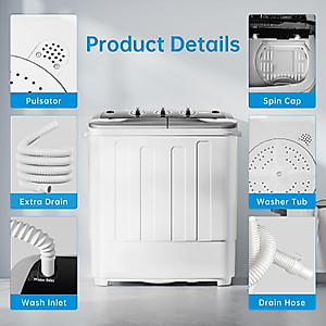 Ceamorfco Portable Washing Machine, 18lbs Portable Washer and Dryer Combo for Laundry, Twin Tub Washing Machine 11lbs Washer & 7lbs Spinner, Lavadora Portatil for Apartments, RVs, Camping, Dorms