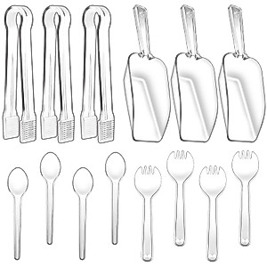 TBoxBo Food Scooper Transparent Tongs Plastic Serving Utensils Feeding Spoon 28 Pack Mini Transparent Thickened Plastic Scoop Dog Food Scoop Pet