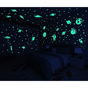 260 PCS Glow in The Dark Stars, Glowing Stars for Ceiling, Star Wall Decals Solar System Space Galaxy Planets Wall Stickers for Kids, Girls Boys Room Decorations for Bedroom