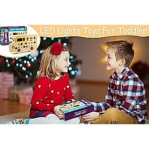 Bestbase Wooden Toddler Toys Montessori Busy Board, Sensory Toys with Light up LED Sounds Buttons Wooden Car Toys, Education Toys Montessori Toys for 1+ Year Old Boy/Girl Baby Gifts Kids Toys