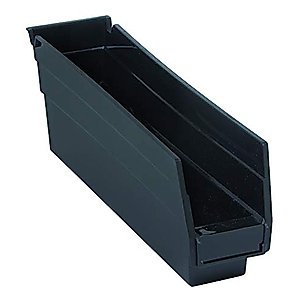 QUANTUM STORAGE SYSTEMS K-QSB100BK-12 12-Pack Plastic Shelf Bin Storage Containers, 11-5/8" x 2-3/4" x 4", Black