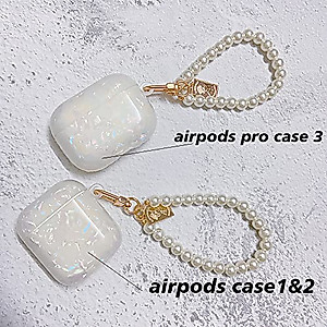 ZHIRUAN Airpods Pro Case (2019) Earbuds Case Protective Cover Skin with Pearl Keychain Airpods Accessories Compatible with AirPods Pro Charging Case (White)