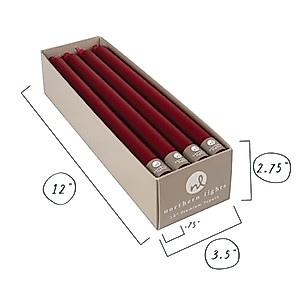 Northern Lights Candles - 12" 12pk Tapers - Crimson - 72795