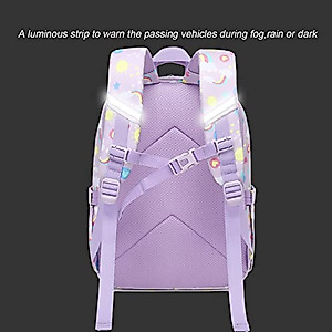 ZHIERNA School Backpack with Lunch Bag for Teen Girls,15.6’’ Laptop Backpacks, 2Pcs Set College Bookbags with Reflective Tape(Purple)