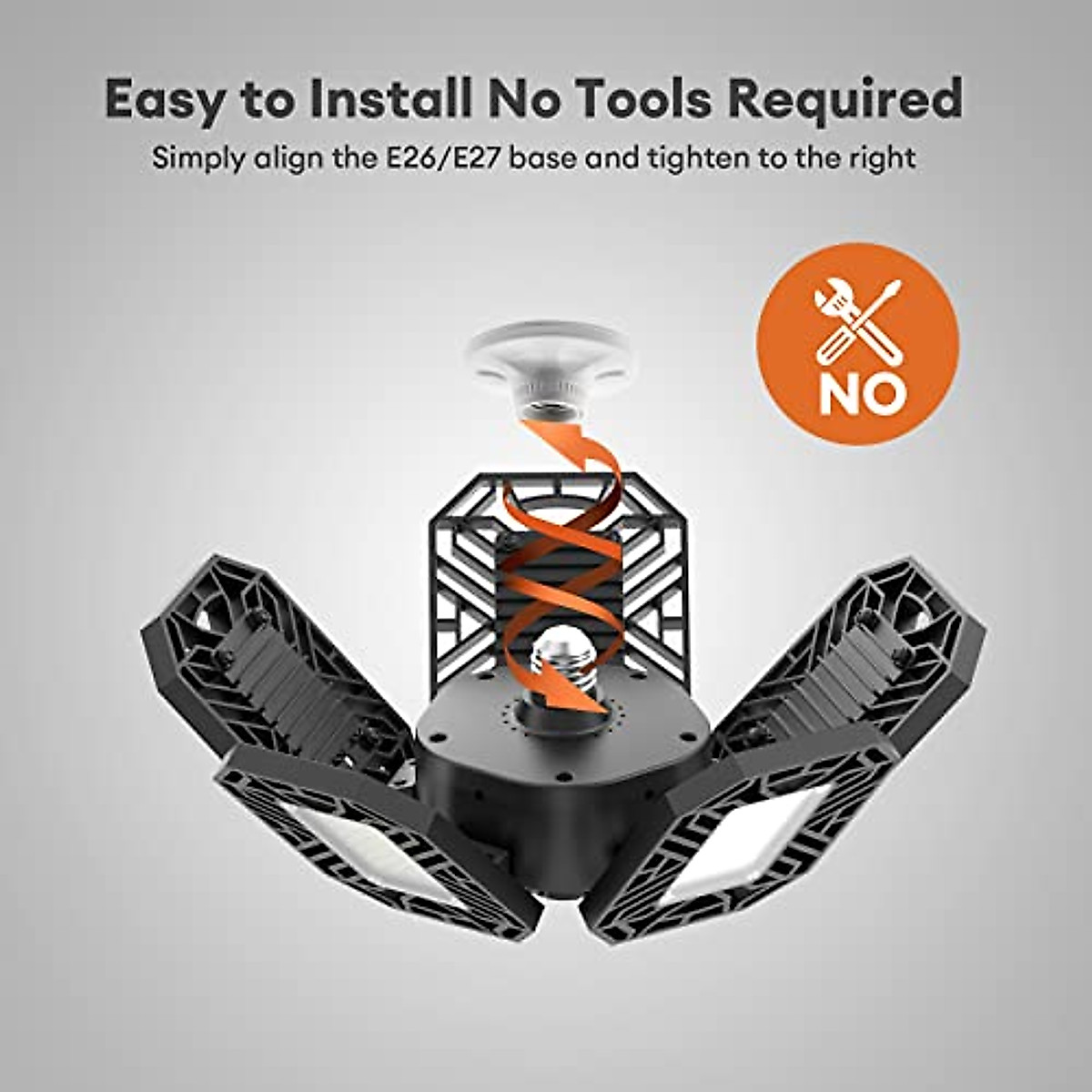 mgfsujv LED Garage Lights, 180W 14000LM Deformable LED Garage Ceiling Lights with 5 Adjustable Multi-Position Panels, Super Bright LED Shop Lights for Garage Attic Basement Barn Lighting